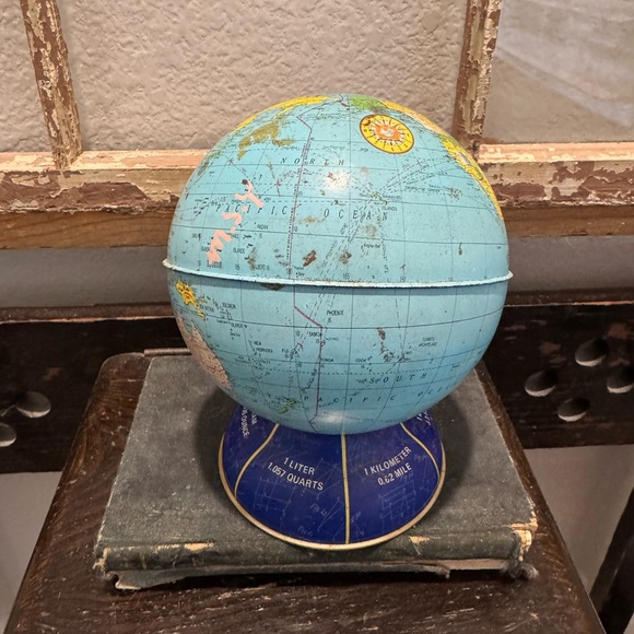 Accents | Vintage Blue Globe Bank | Poshmark